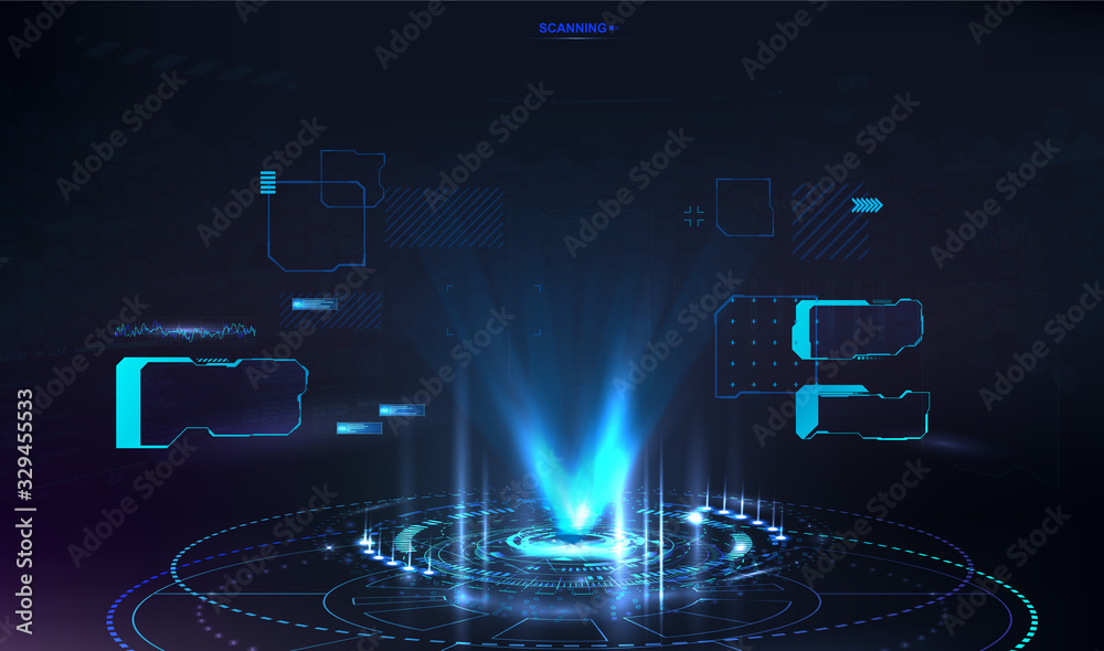 Futuristic hologram for presentation in HUD style. UI, GUI screen ...