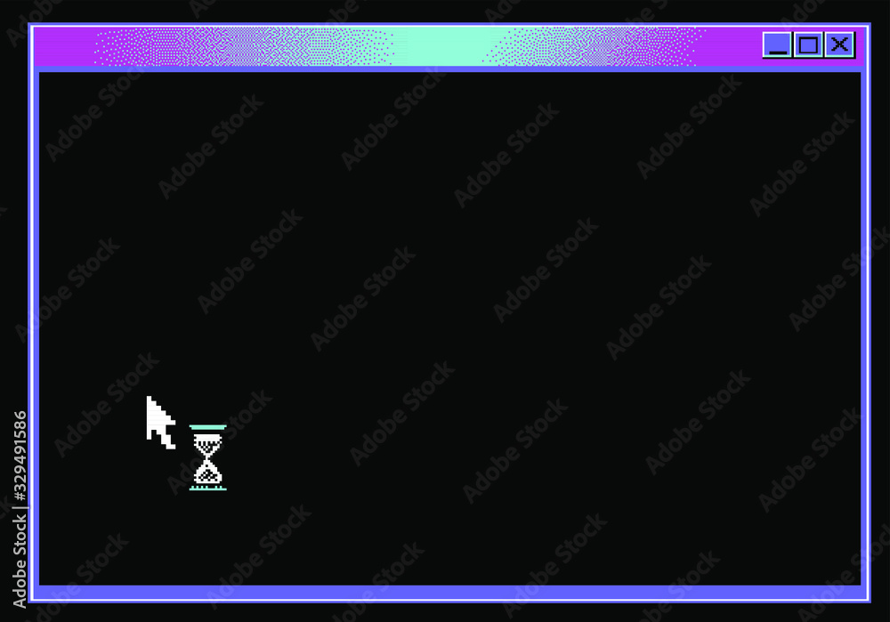 Empty terminal window with mouse cursor on dark background made in pixel art retro style. Stock ...