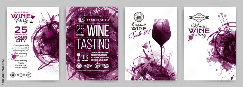 Collection of templates with wine designs. Brochures; posters ...