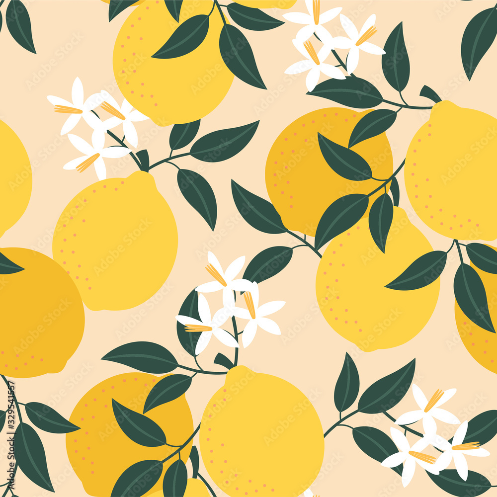 Lemon pattern. Vector seamless texture. Stock Vector | Adobe Stock