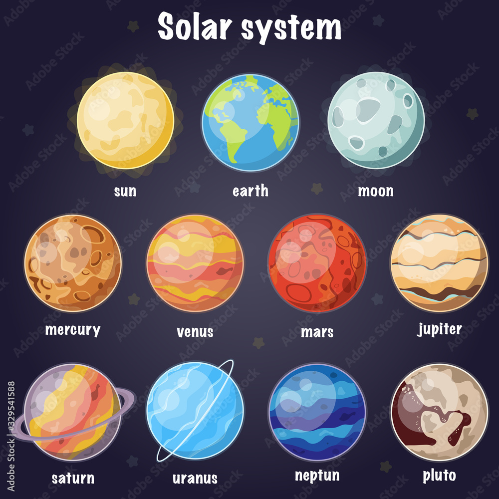 Cartoon set of solar system planets . Vector illustration Stock Vector ...