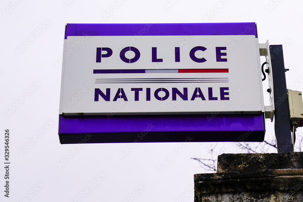 french police nationale sign logo in town and city signage building ...
