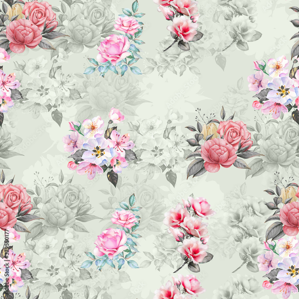 digital print flower pattern design Stock Illustration | Adobe Stock
