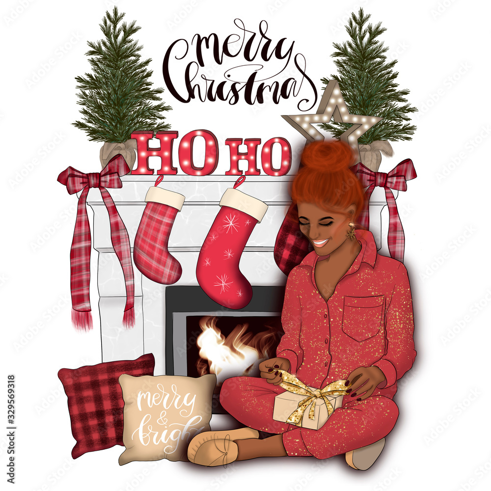 Home Christmas African American Girl With Red Hair Scenes Background ...