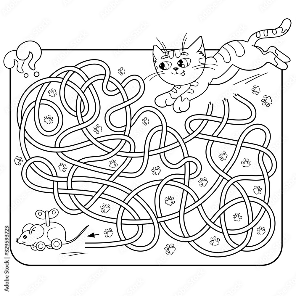 Maze or Labyrinth Game for Preschool Children. Puzzle. Tangled Road ...