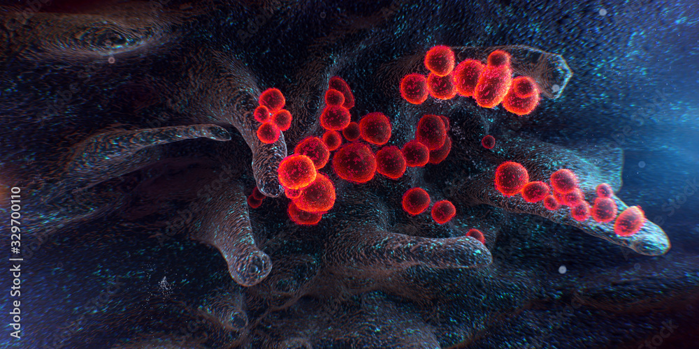 Scanning electron microscope image shows SARS-CoV-2, 2019-nCoV, the ...