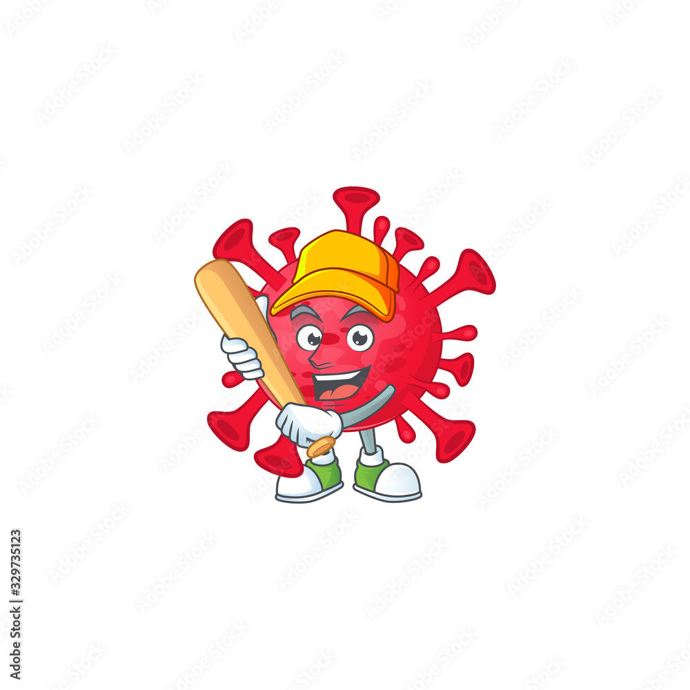 Cartoon design of coronavirus amoeba having baseball stick Stock Vector ...