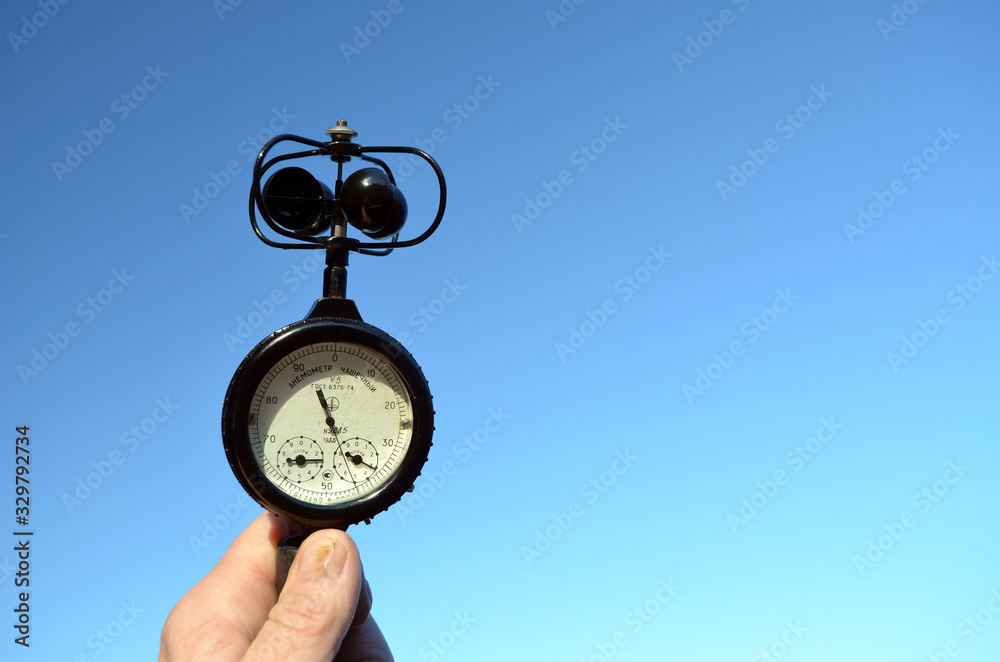 Foto de Stock Pocket anemometer, vintage. Soviet period (1980-th ...
