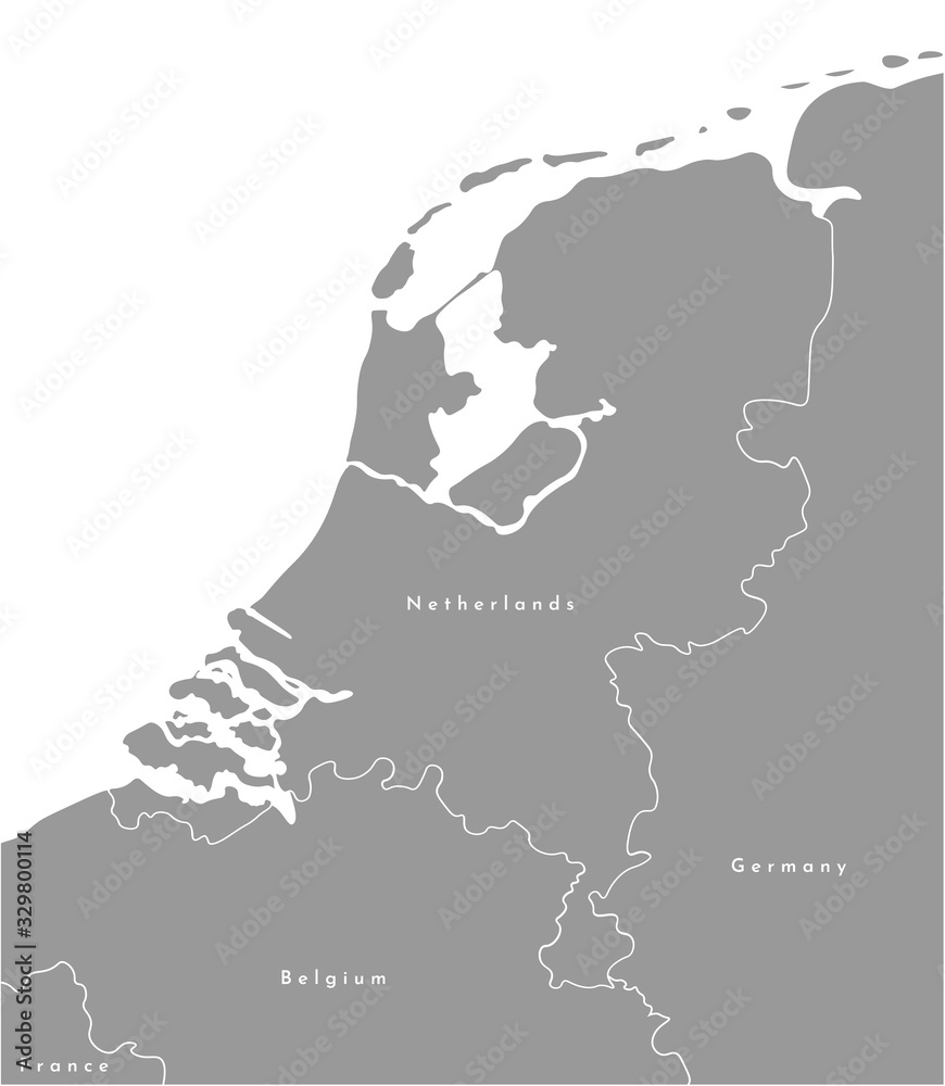 Vector modern illustration. Simplified grey political map of ...