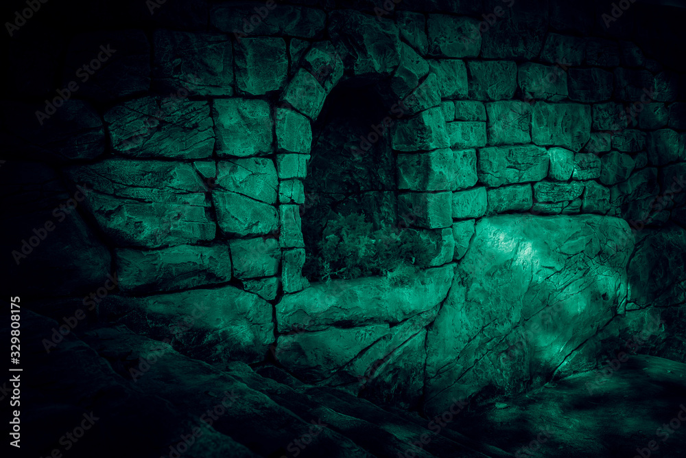 Fotografie The corridor is horror, scary, darkness. Ghostly gloomy cave ...