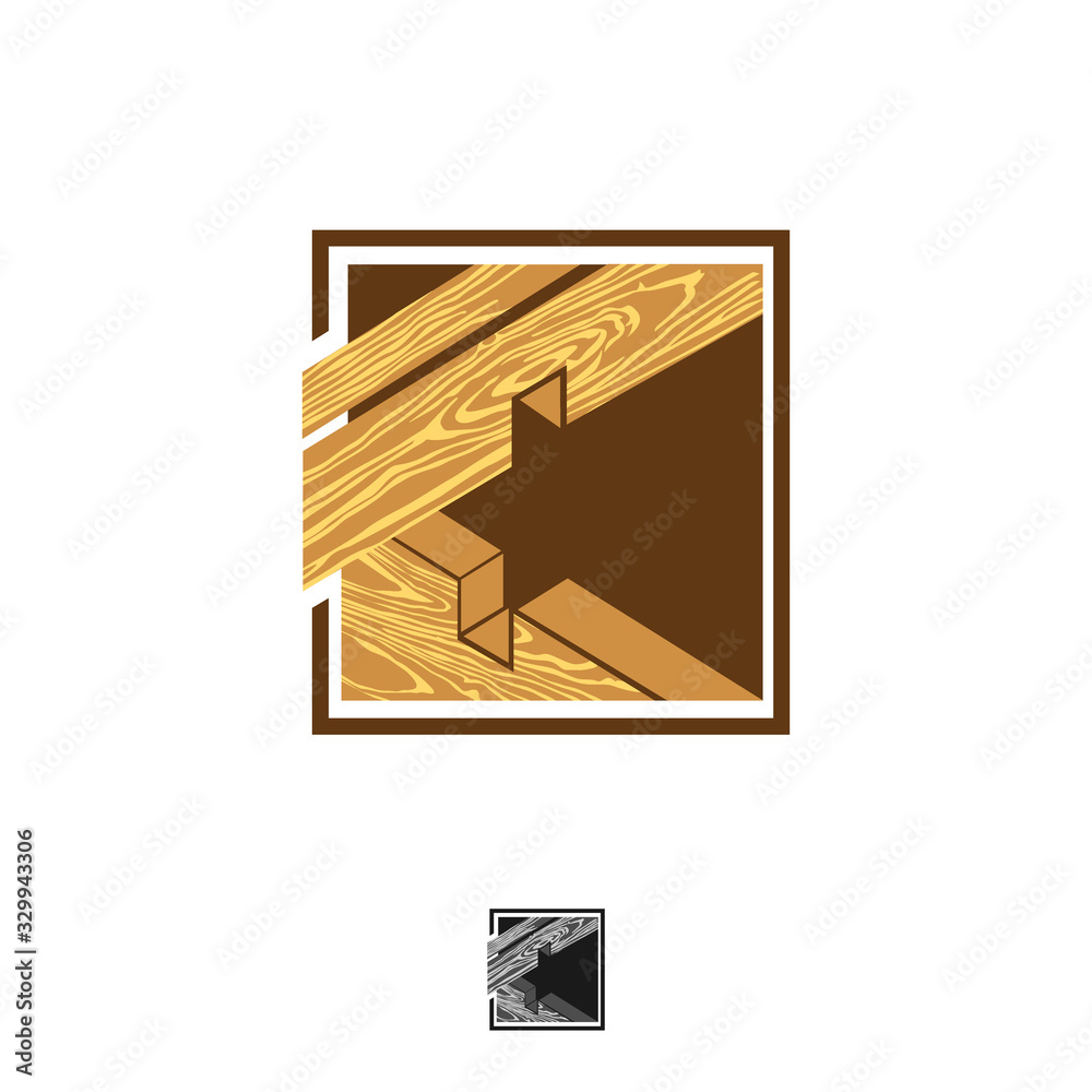 Logo Type of wood joint set Half Lap Dovetailed style, isolated on ...