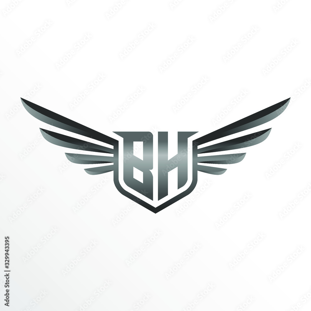 Initial Letter BH with Wings Stock Vector | Adobe Stock