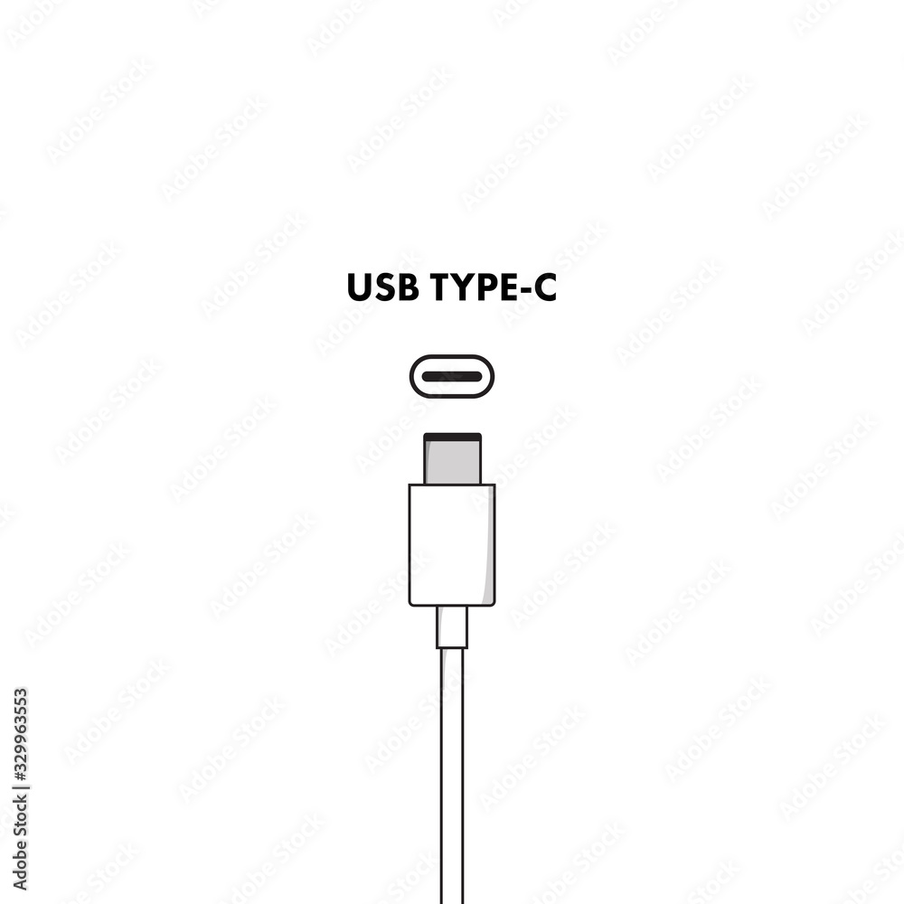 USB type C icon cable 素材庫向量圖 | Adobe Stock
