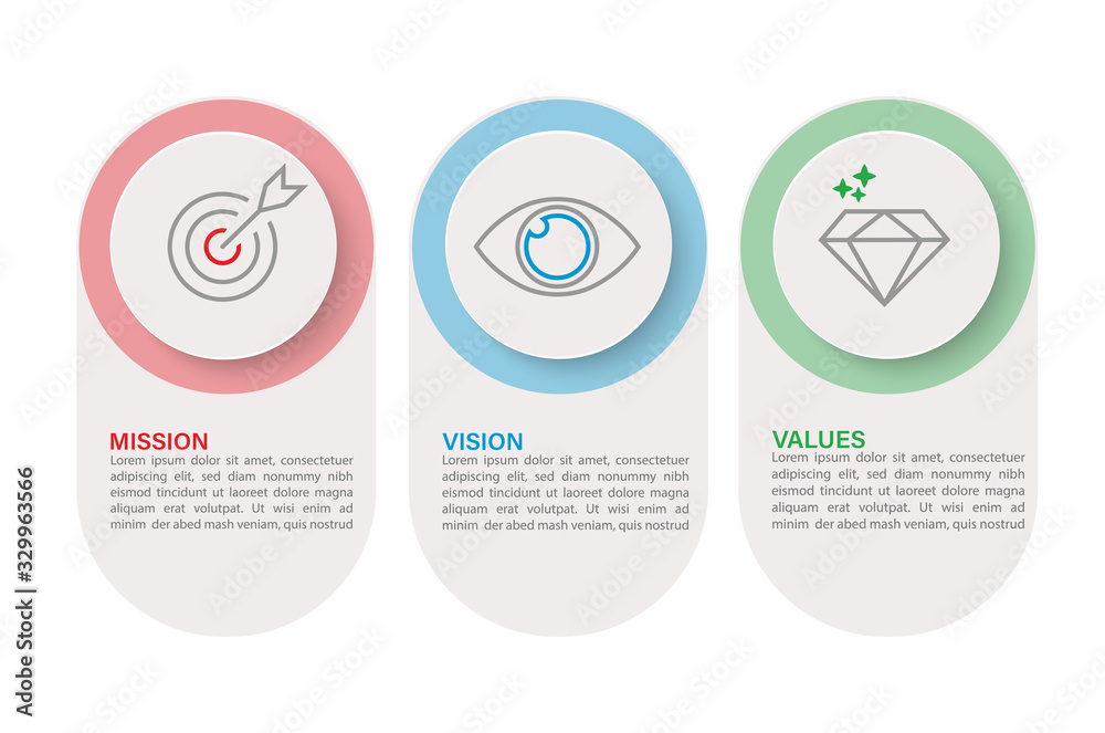 Mission Vision Values. Web page template. Modern infographic design ...
