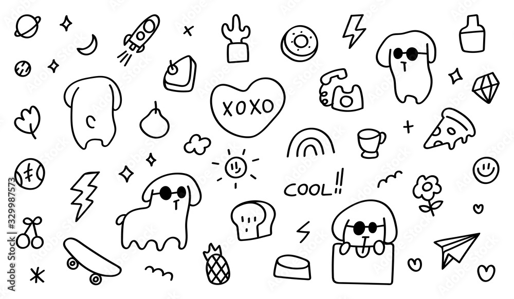 Cute and fun dog hand drawn doodle design vector. Stock Vector | Adobe ...