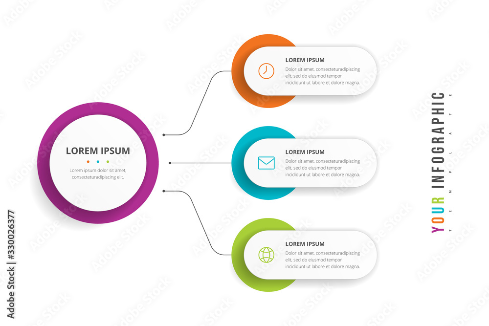 Business circle template with 3 options for brochure, diagram, workflow ...