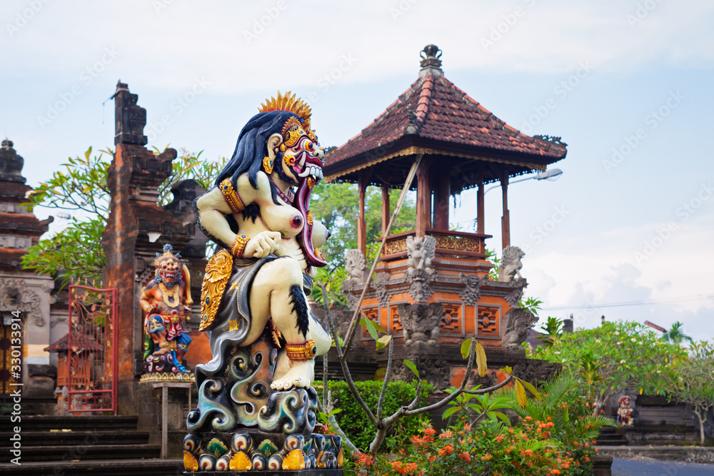 Details of traditional balinese hindu temple. Rangda - traditional ...