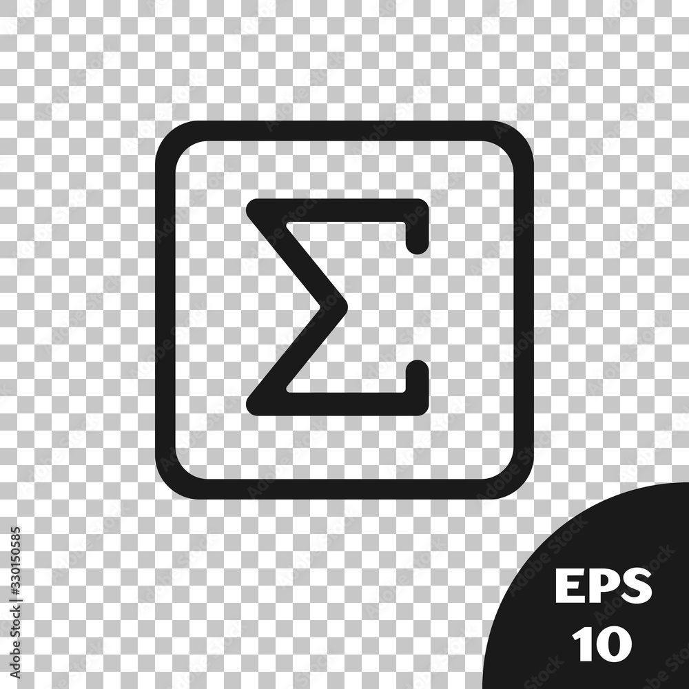 Black Sigma symbol icon isolated on transparent background. Vector ...