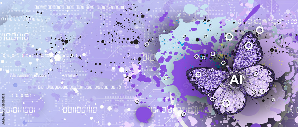Butterfly concept technology illustration of artificial intelligence ...