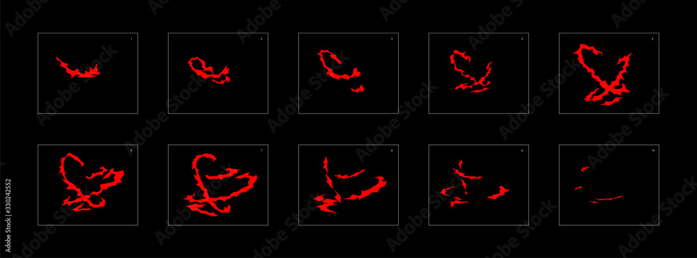 Shine fire spark animation effect. shiny effect sprite sheet. frame by frame classic animation ...