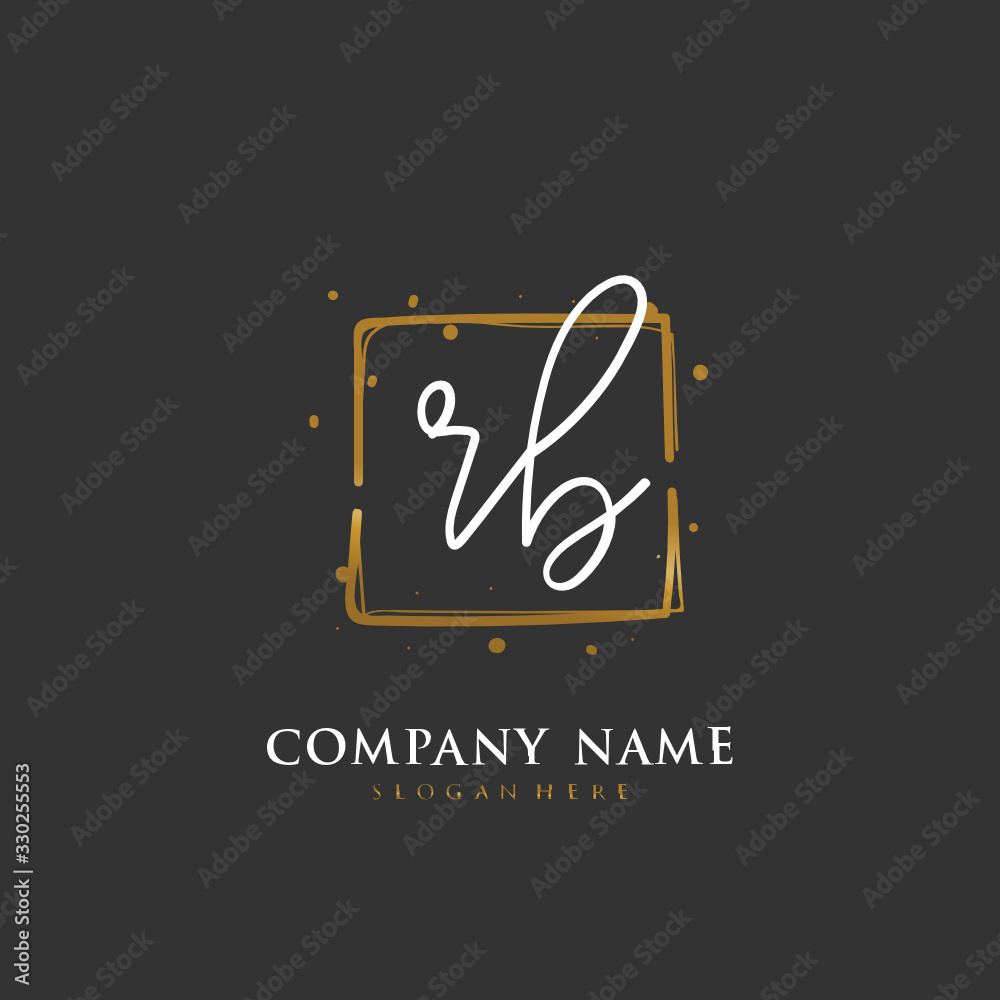 Handwritten initial letter R B RB for identity and logo. Vector logo template with handwriting ...