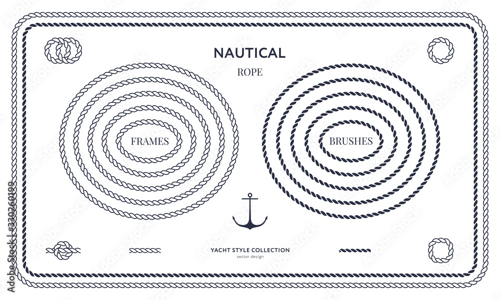 Nautical rope frames and bordes set. Yacht style design. Vintage ...