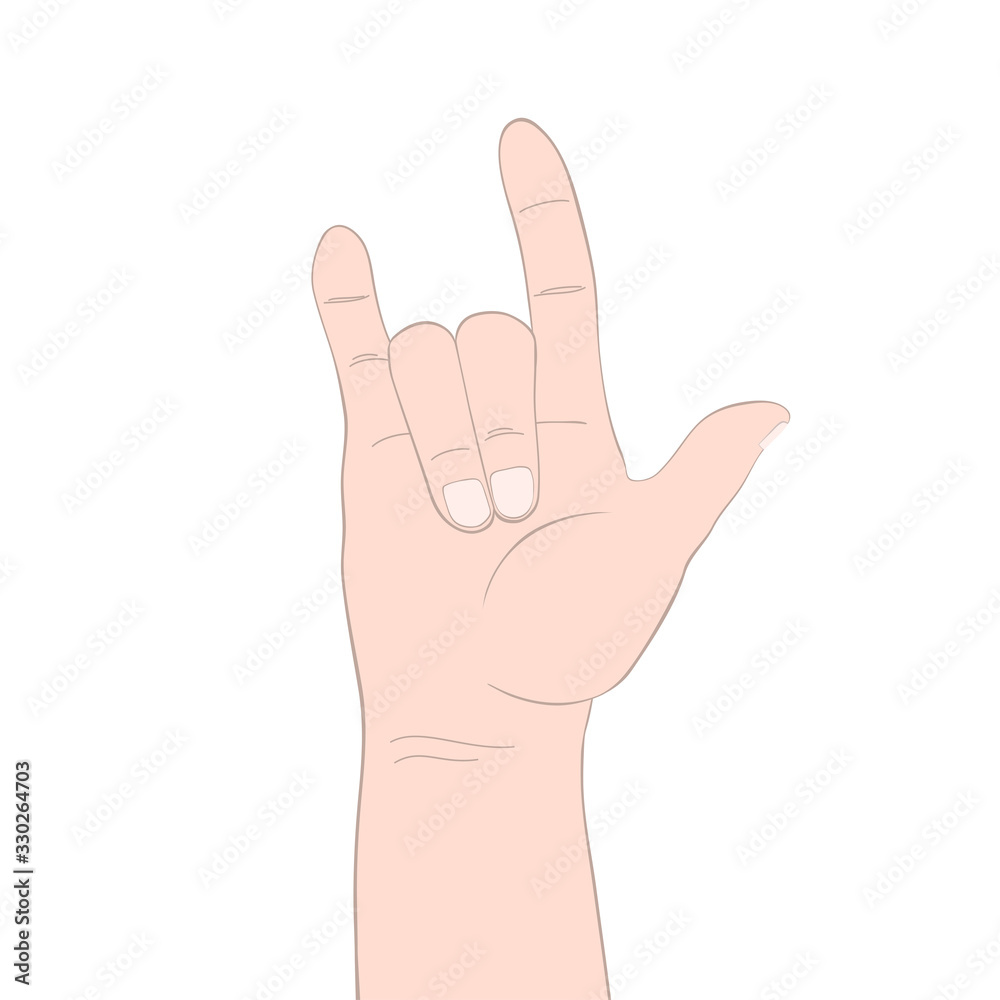American Sign Language concept vector. Love Sign on white. ASL, i love ...