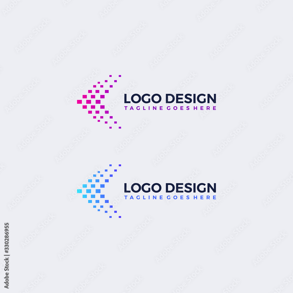 vector pixel arrow logo design template Stock Vector | Adobe Stock