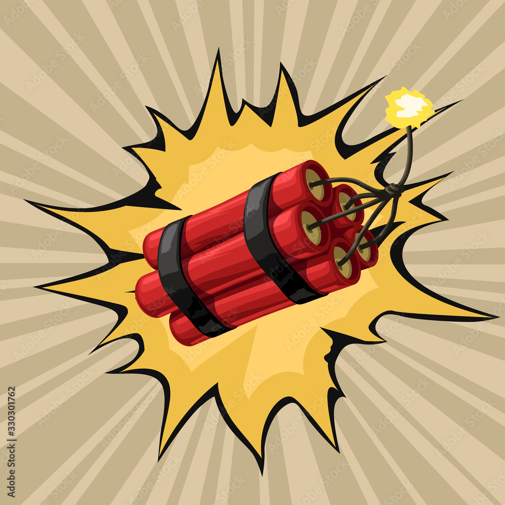 cartoon red dynamite firing wire Stock Vector | Adobe Stock