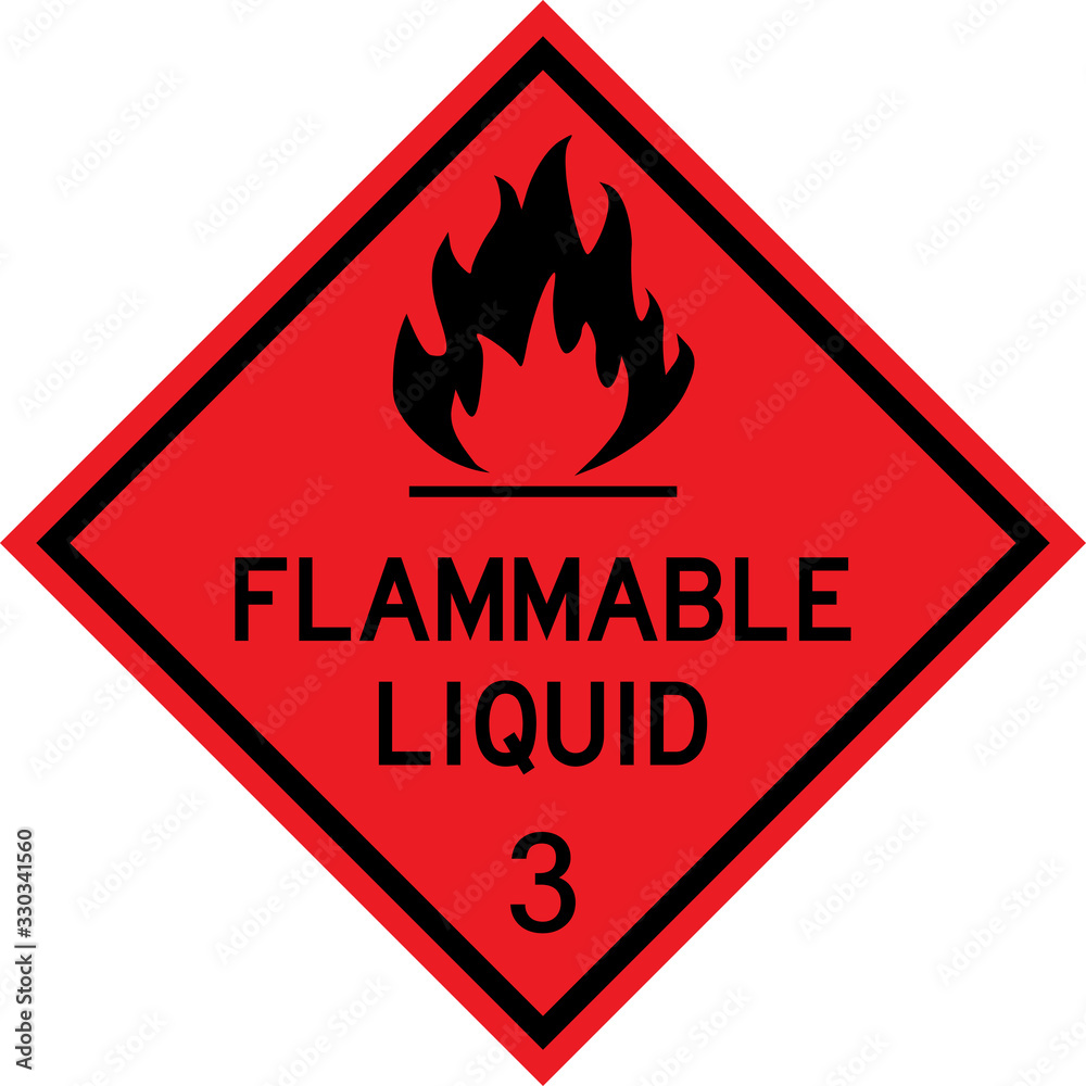 Flammable liquid caution sign. Black on red background. Perfect for ...