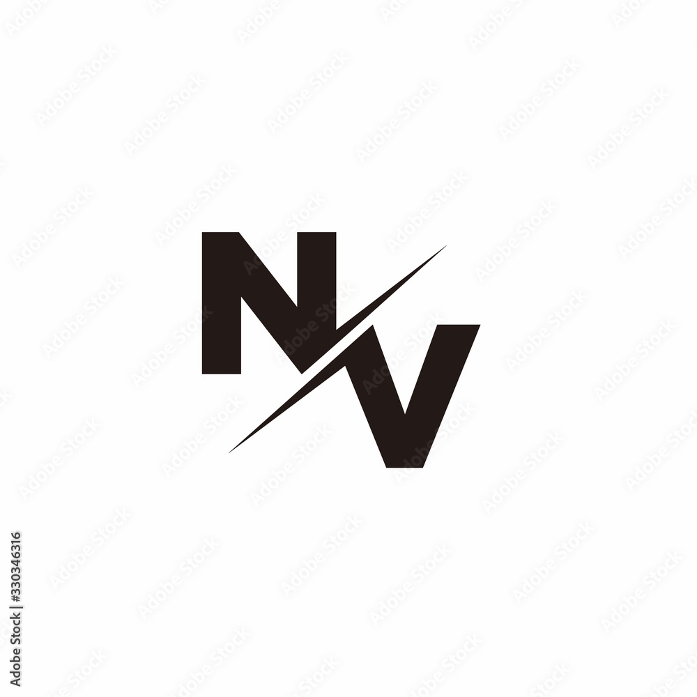 Logo Monogram Slash concept with Modern designs template letter NV ...