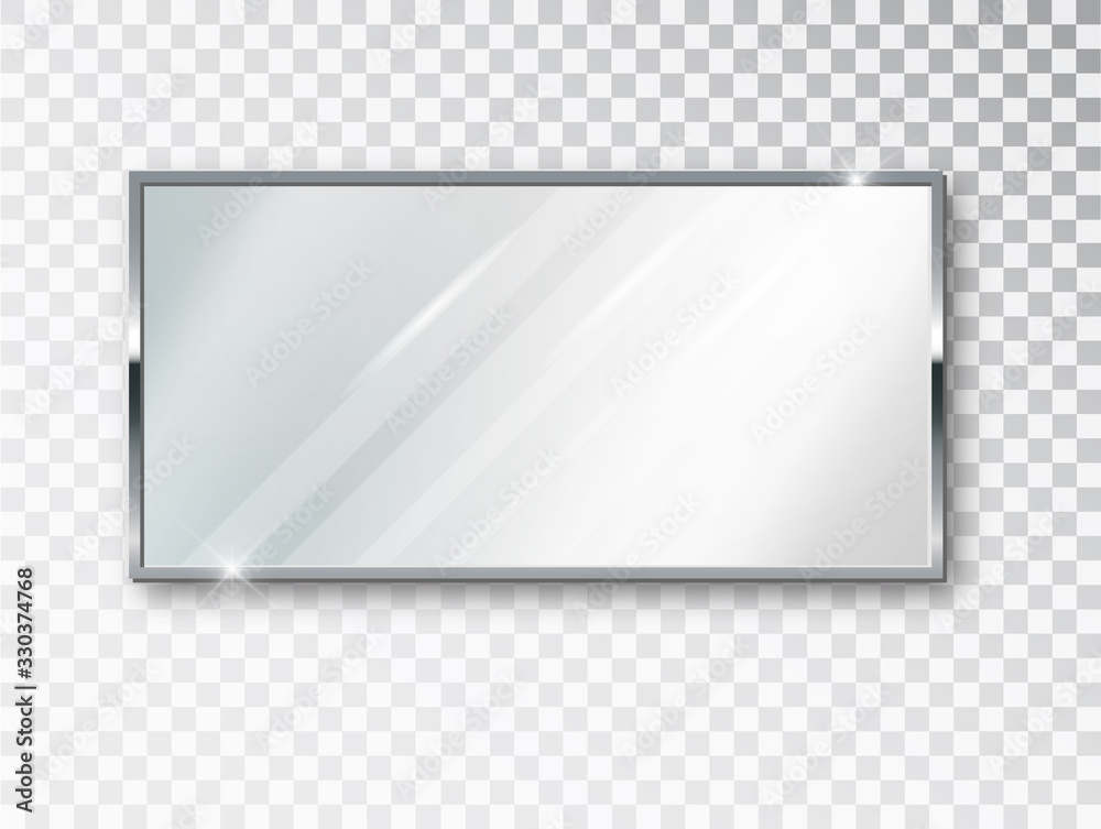 Mirror rectangle isolated. Realistic mirror frame, white mirrors ...