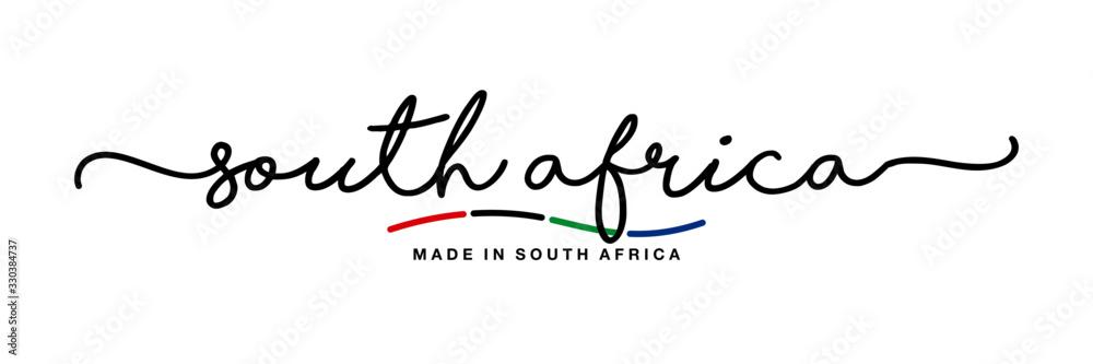 Made in South Africa handwritten calligraphic lettering logo sticker ...