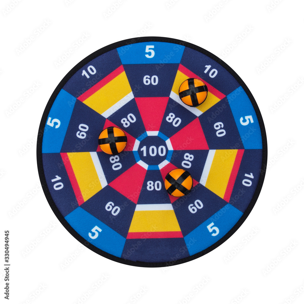 Foto de Stock Velcro darts and balls. Kids Dart Board Game. Colorful ...