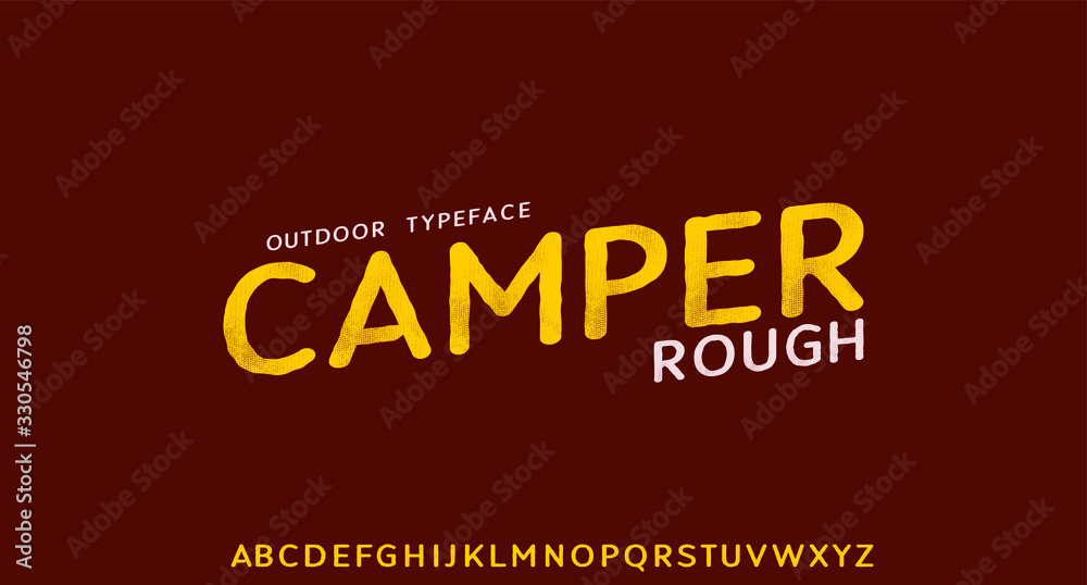 camper rough outdoor alphabet set typeface Stock Vector | Adobe Stock