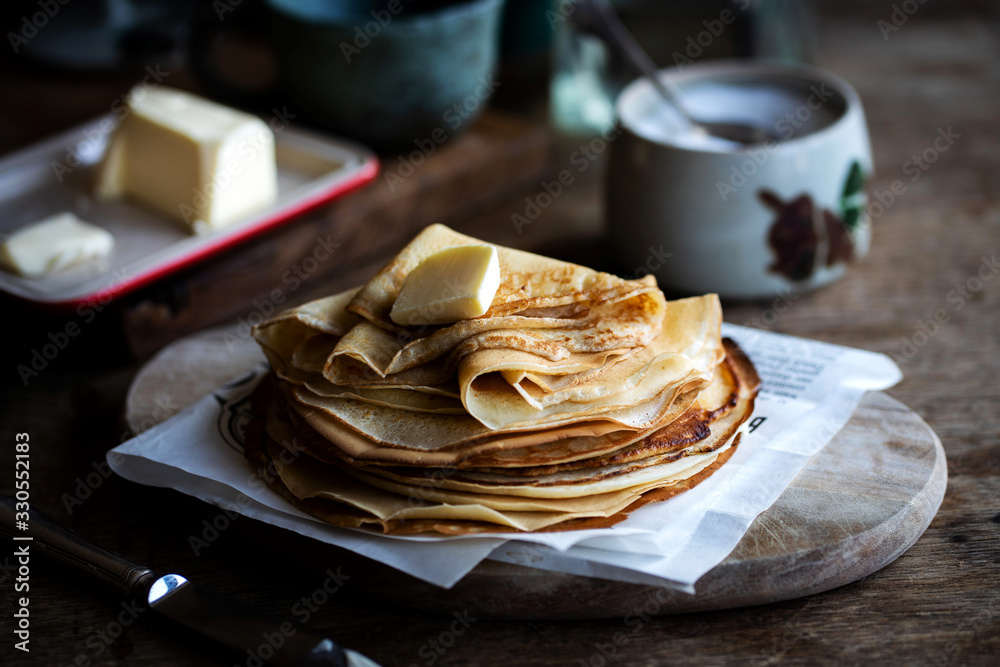Homemade stack of Crepes.. Stock Photo | Adobe Stock