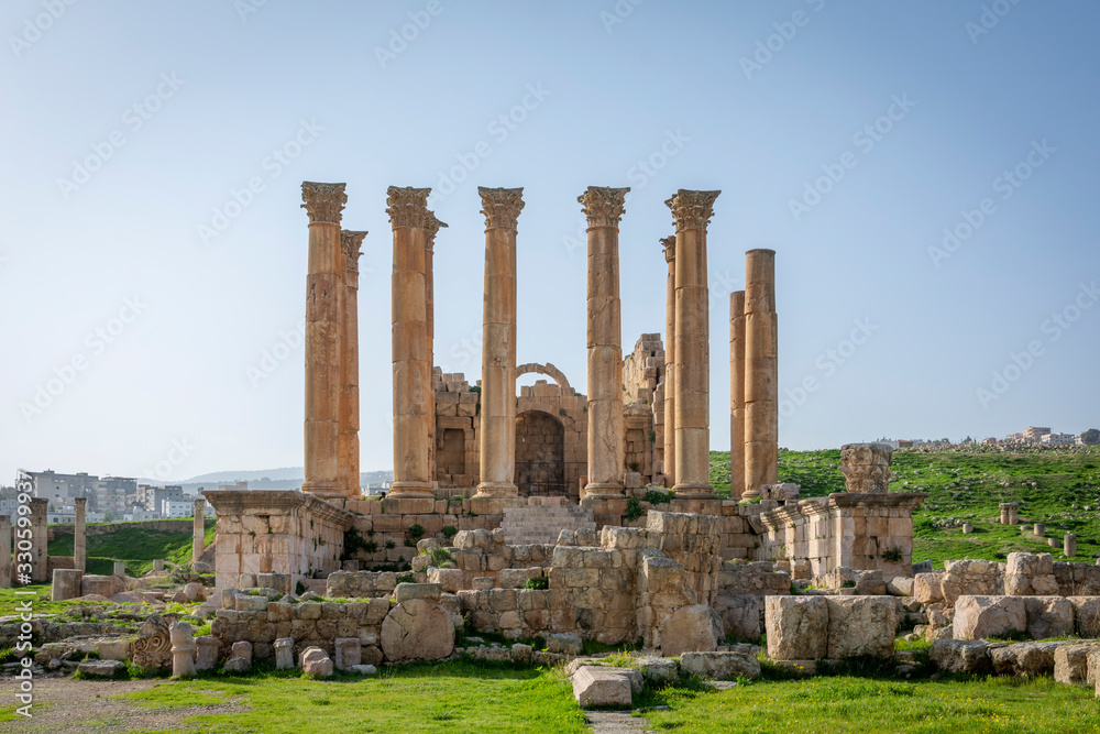 View on the Temple of Artemis at historical Roman site of Gerasa ...