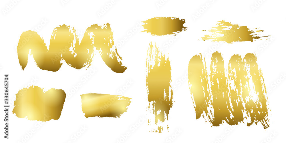 Vector set of hand drawn decorative elements with gold texture for ...