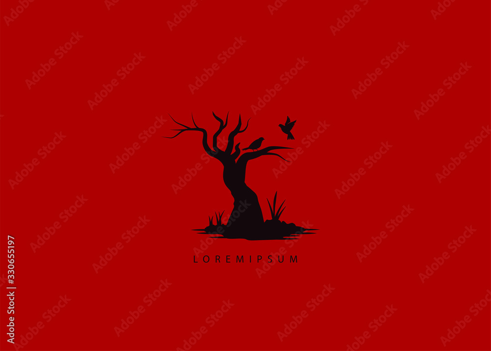 Bird and tree silhouette logo. A pair of bird logo icons perch on an ...
