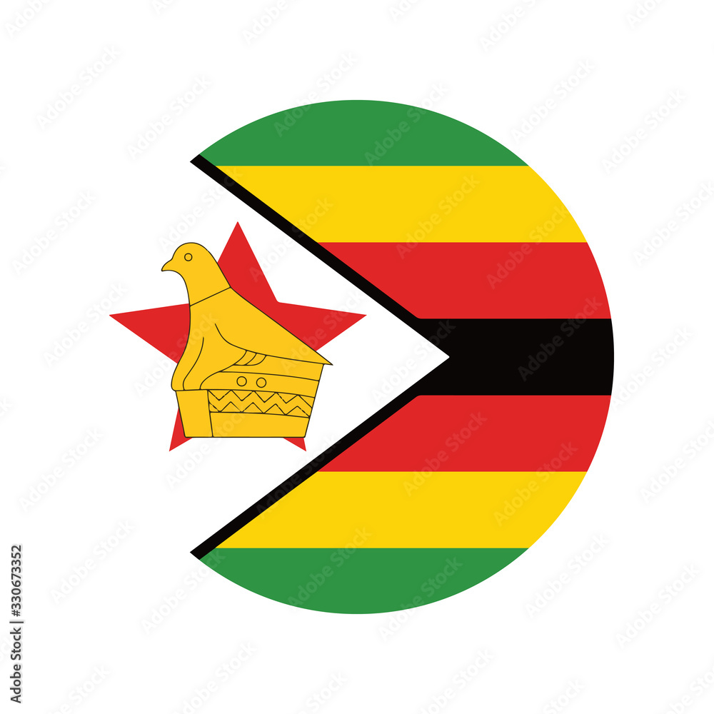 Zimbabwe flag in round button of icon. flag logo of Zimbabwe emblem ...