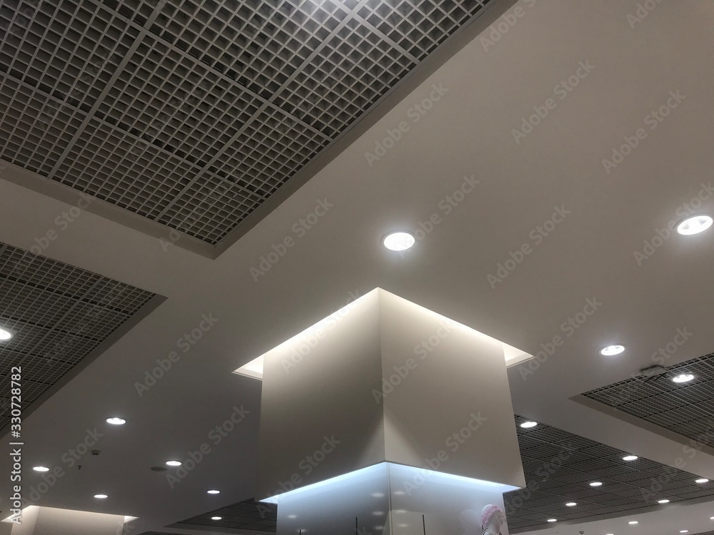 Macro Suspended Grid false ceiling with gypsum bulkhead design and ...