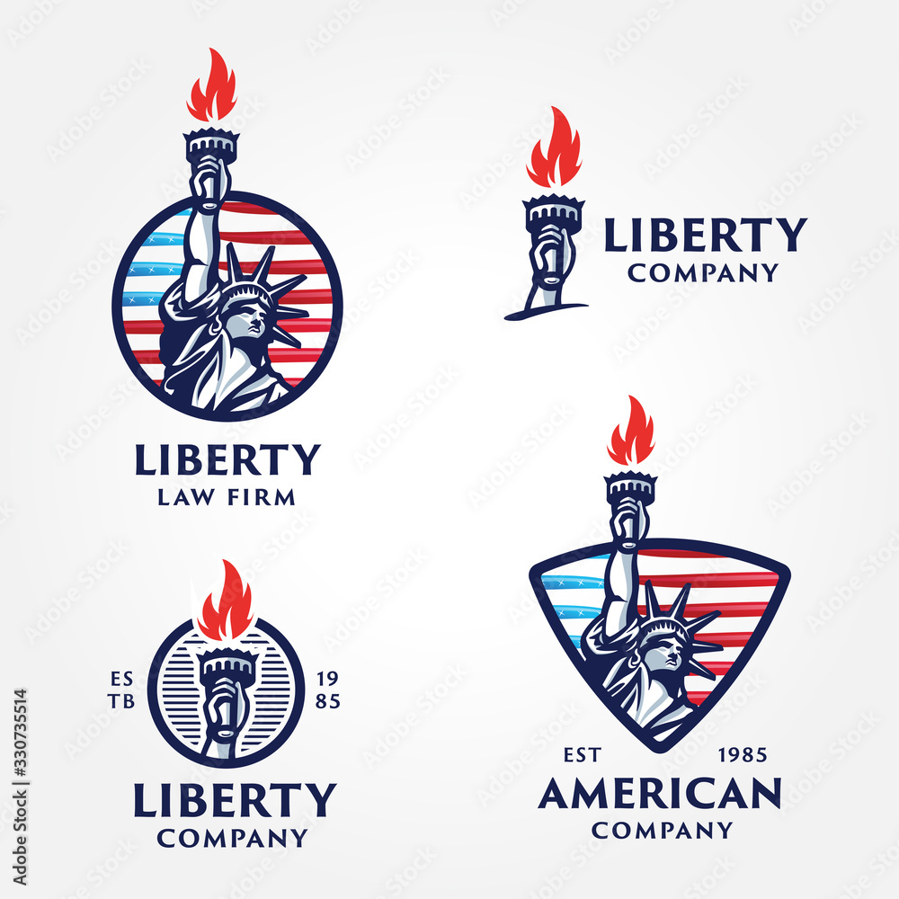 Vector de Stock Set of Solid And Bold Liberty Statue Badges. | Adobe Stock