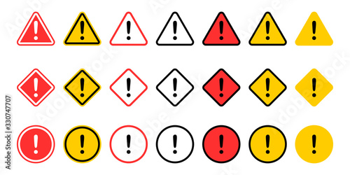 Caution signs collection. Symbols danger. Exclamation mark icon ...