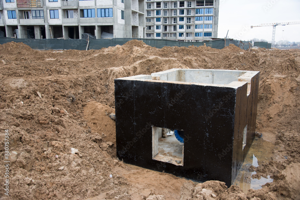 Valve pit for underground piping networks on construction site ...