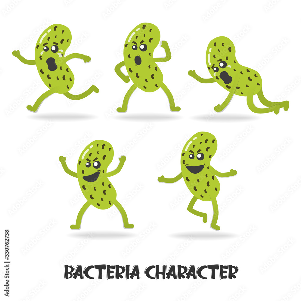Cartoon bacteria character in flat vector illustration isolated on ...
