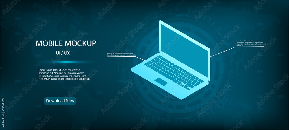 Laptop from different angles. The layout of the universal device. 3D ...