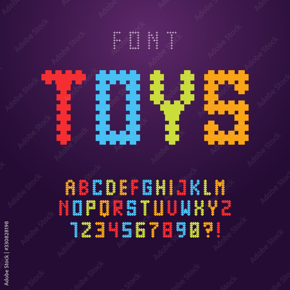 Puzzle font, colorful jigsaw puzzle alphabet letters and numbers ...