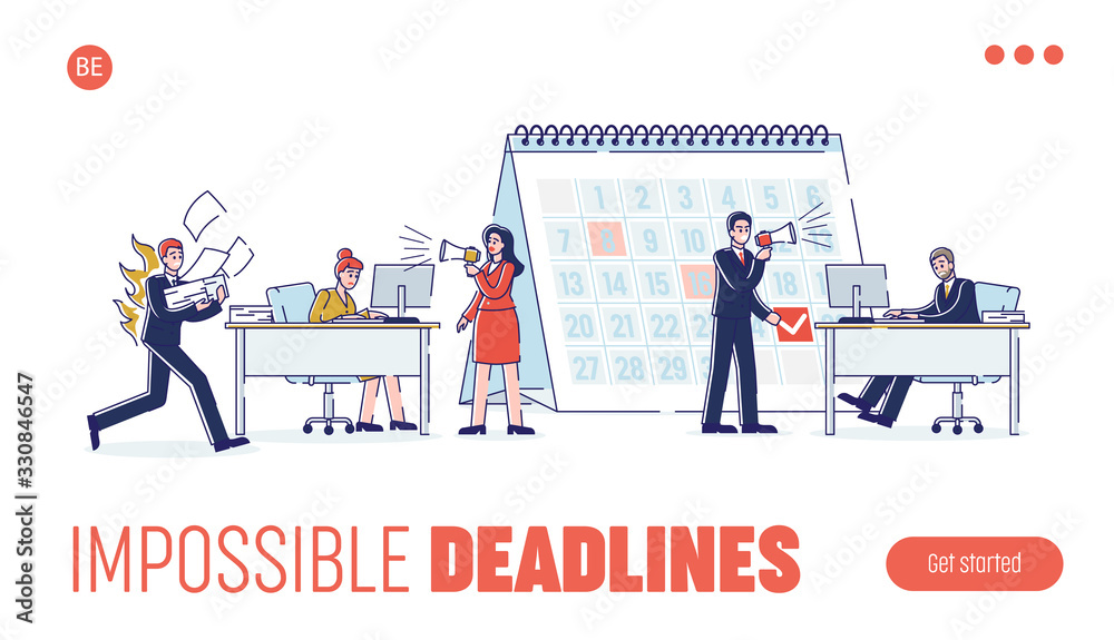 Concept Of Work Deadlines. Website Landing Page. Working Process In ...