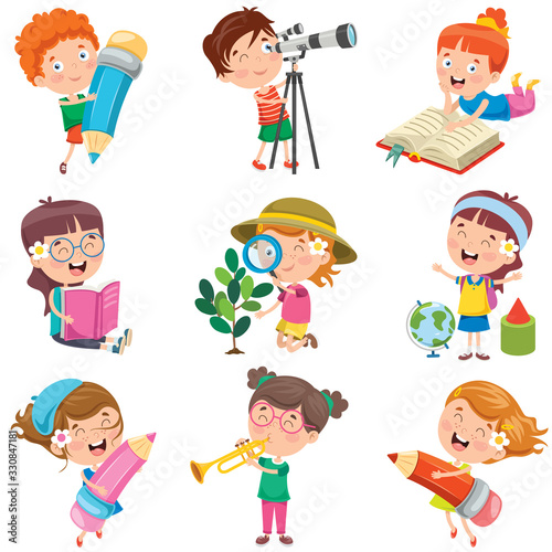 Cartoon Characters Doing Various Activities Stock Vector | Adobe Stock