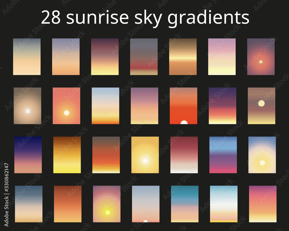 Sunset and sunrise gradient bundle. Sky backgrounds for nature ...